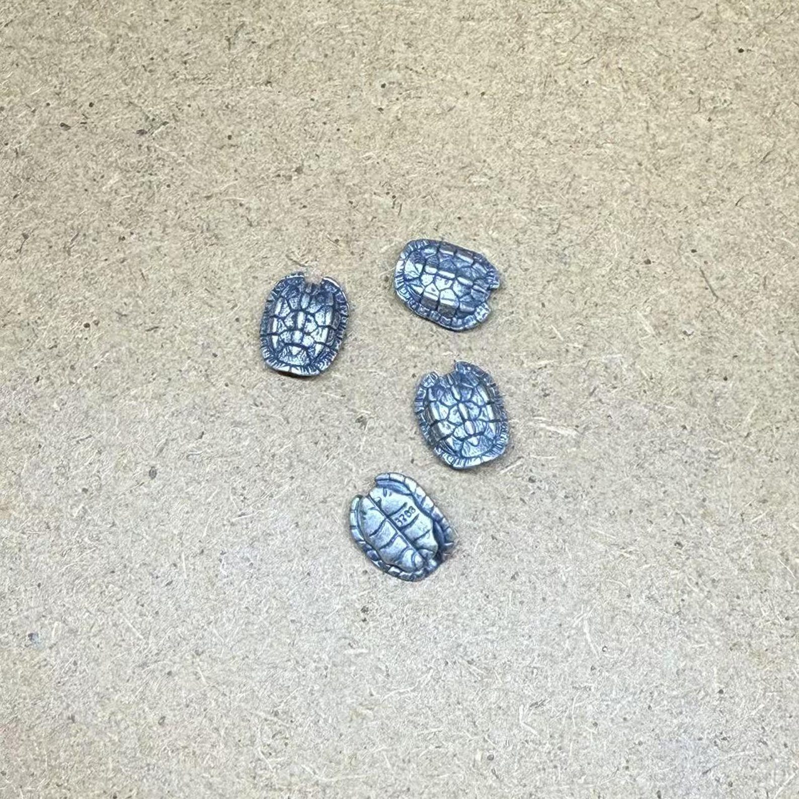 Sterling Silver Tortoise Shell Beads, Carapace Beads 925 Silver Turtle ...
