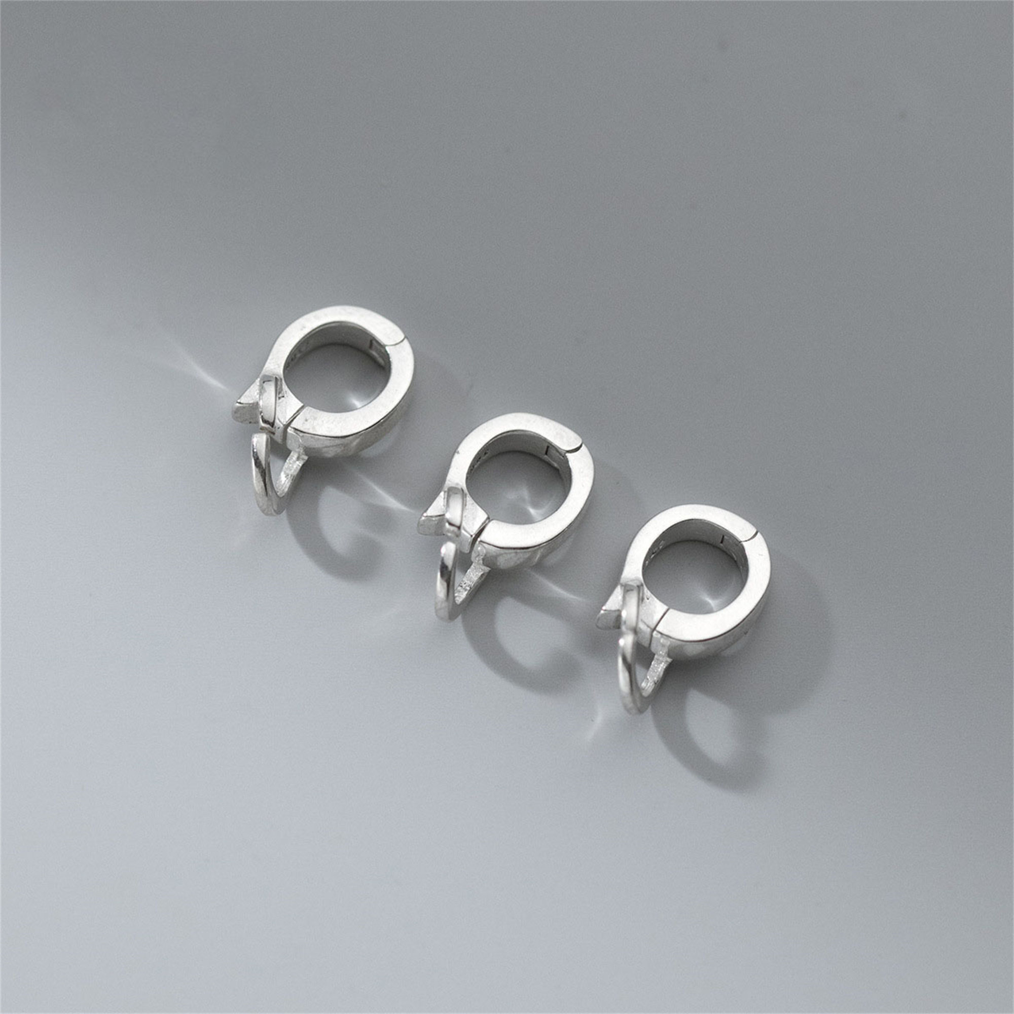 Sterling Silver Round Push Clasps With Open Loop, 925 Silver Round ...