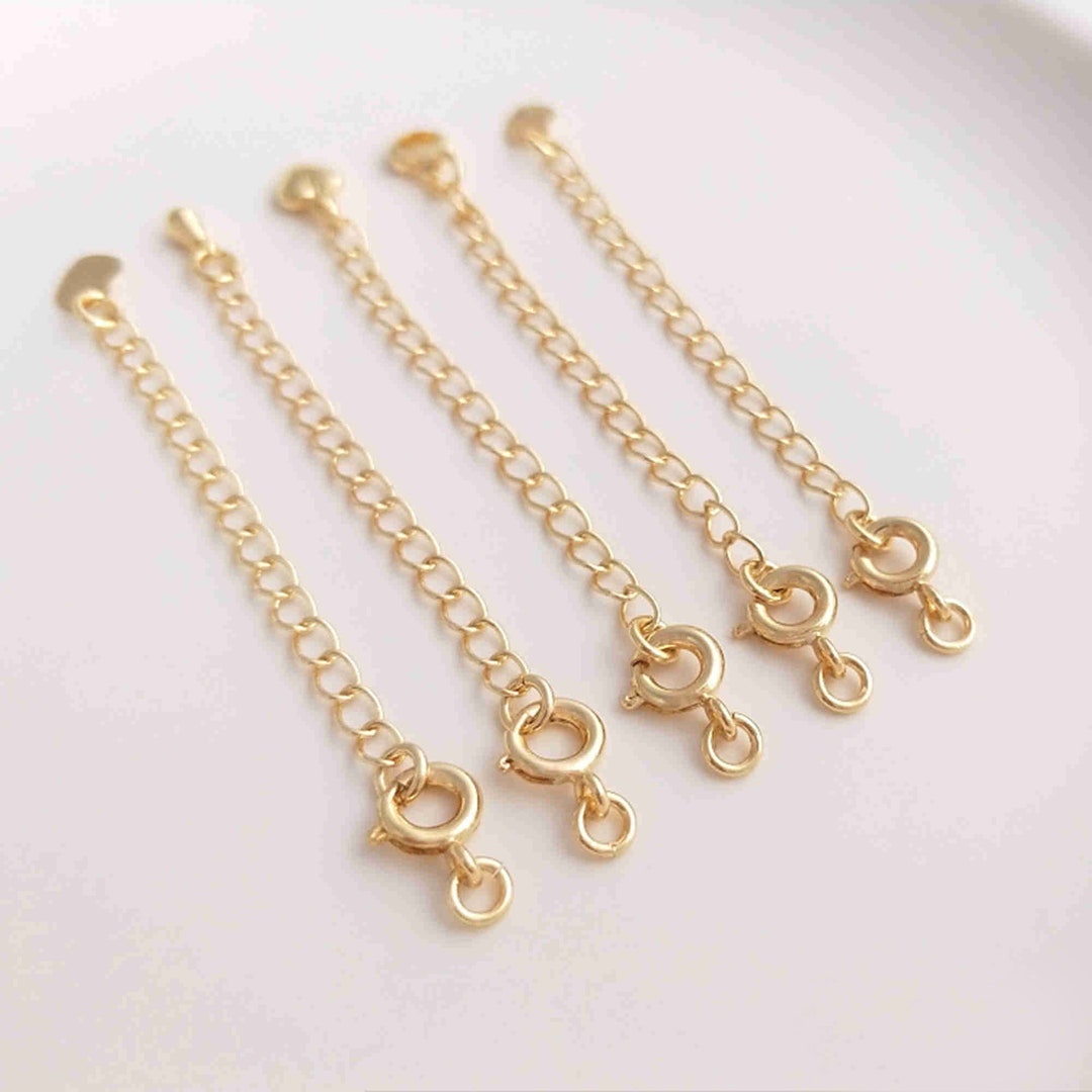 10pcs 14K Gold Plated Heart Extension Chains Gold Tone Chain - Etsy