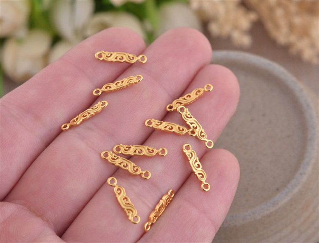 Gold Plated Over Sterling Silver Dragon Bar Connector Charm, Animals ...
