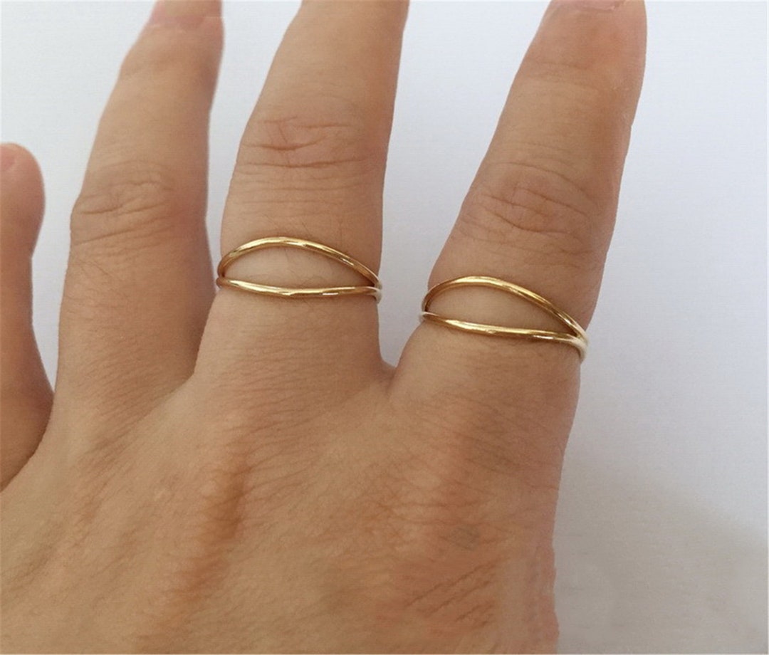 14K Gold Filled Lips Rings, Gold Filled Cross Ring, Lipstick Knuckle ...