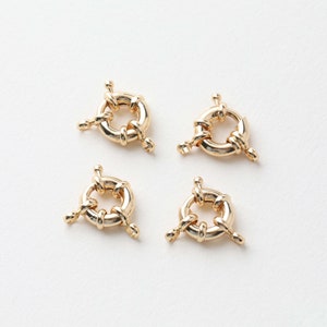 14K Gold Plated Spring Ring Clasp, Gold Tone Pearl Clasp 2 Loops ...