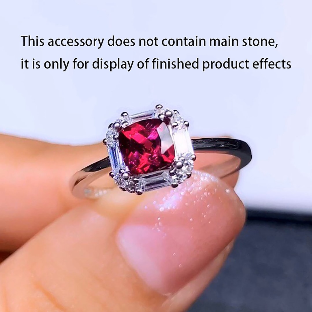 Sterling Silver Square Ring Setting, Square Ring Head, 925 Silver Prong ...