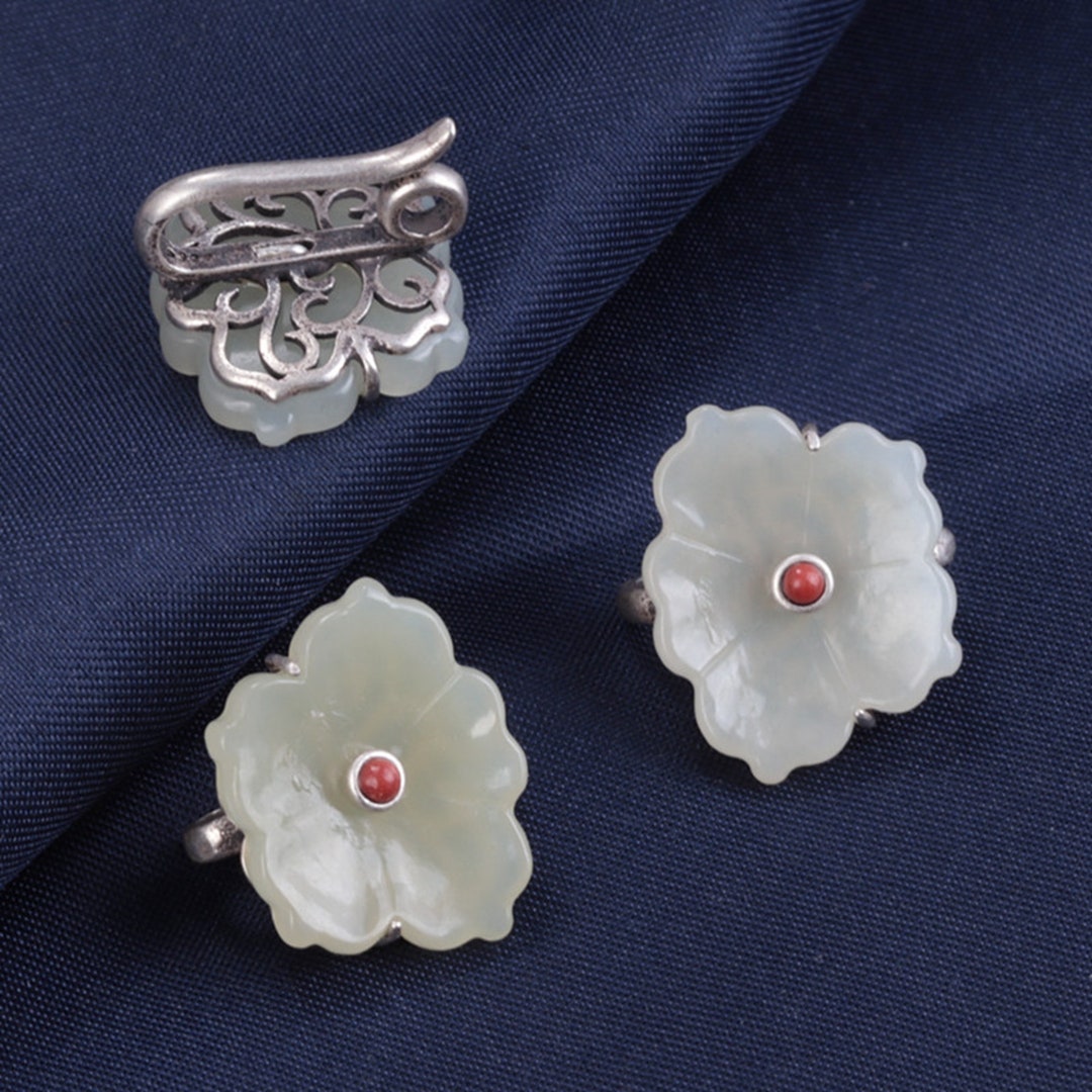 Sterling Silver Daisy Flower S Clasp W/ Jade Inlaid, Sterling S Clasps ...