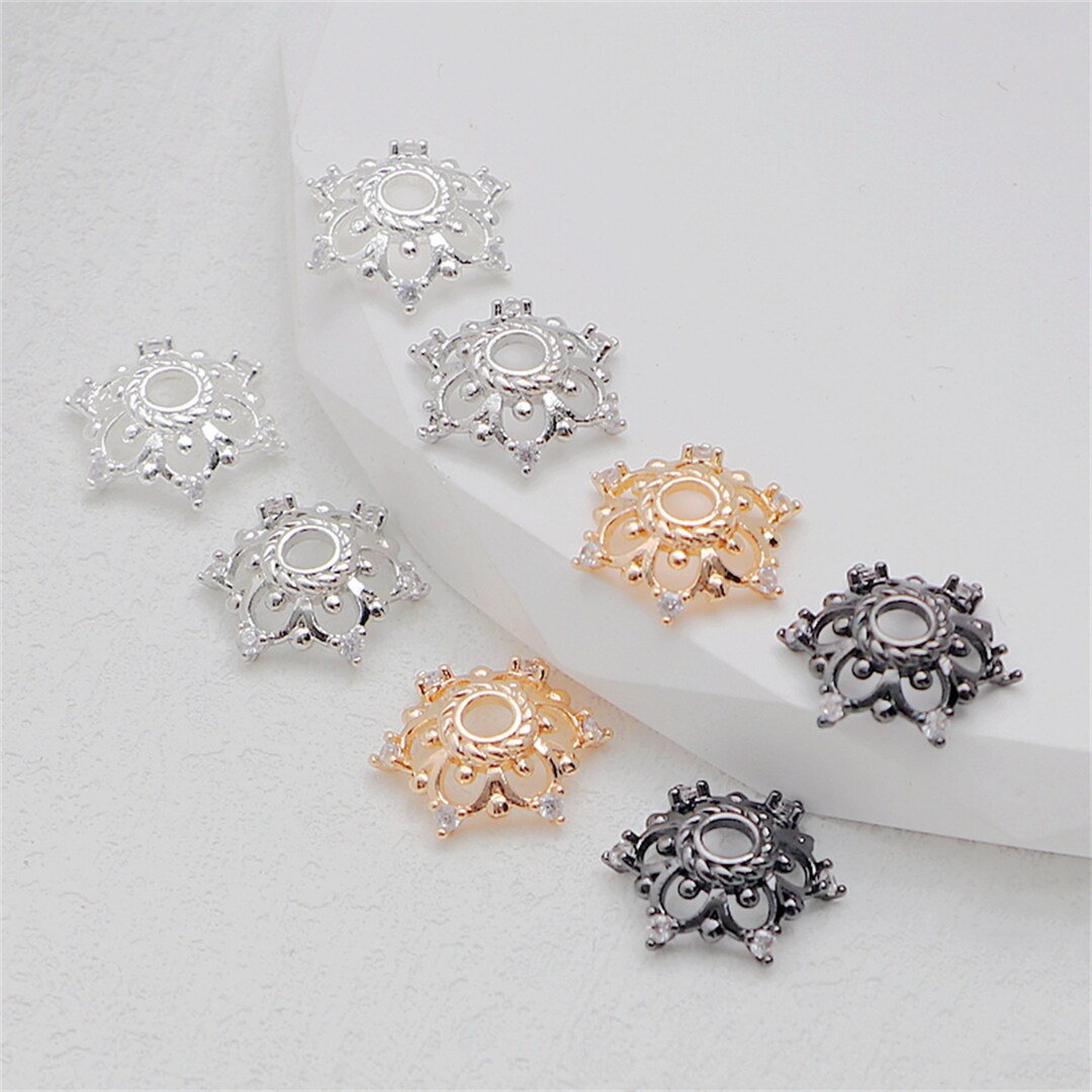 14K Gold Plated Brass Flower Bead Caps, Jewelry Making (15.5mm) - Etsy