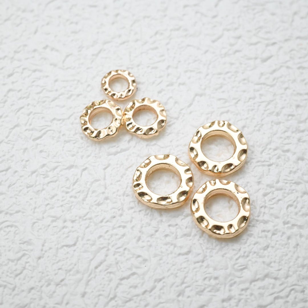 14k Gold Plated Hammered Spacer Beads, Large Hole Rondelle, 6-10mm - Etsy