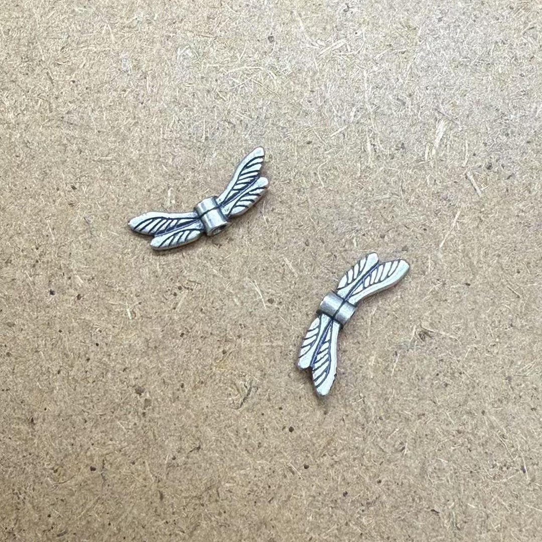 Sterling Silver Spiral Winged Bead, Dragonfly Bead, Insect Bead, Bug ...