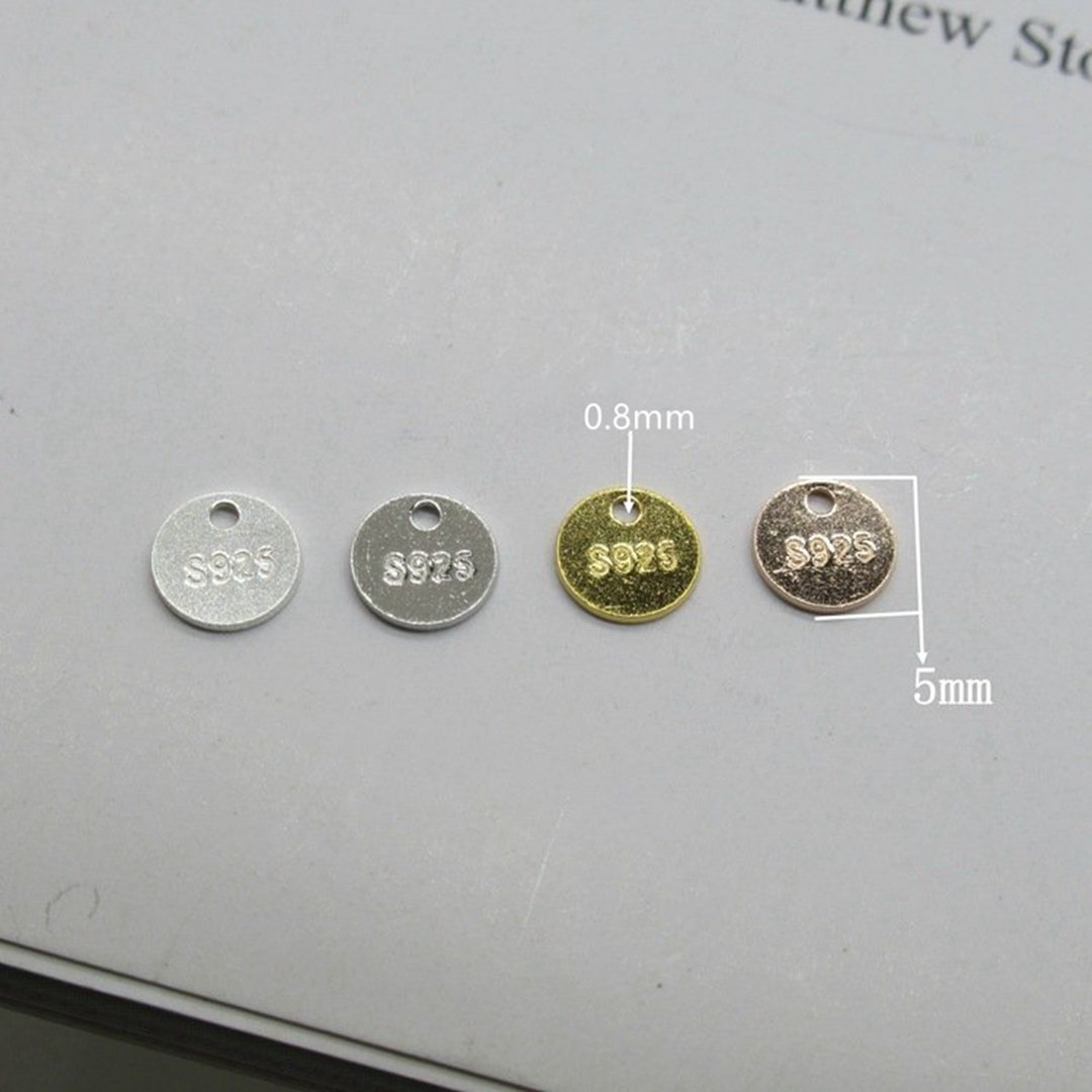 Sterling Silver Round Disc Charm, S925 Silver Round Tag Charms ...