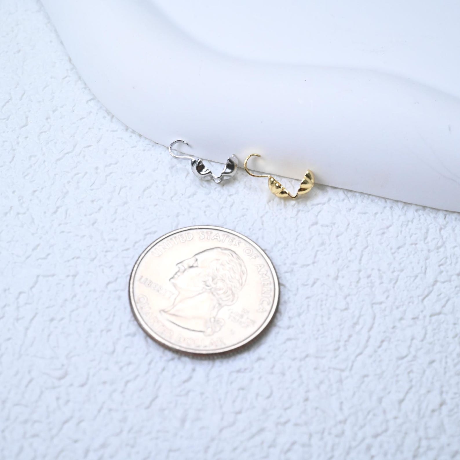 14K Gold Plated Clamshell Bead Tips, Gold Tone End Tip Cover for ...