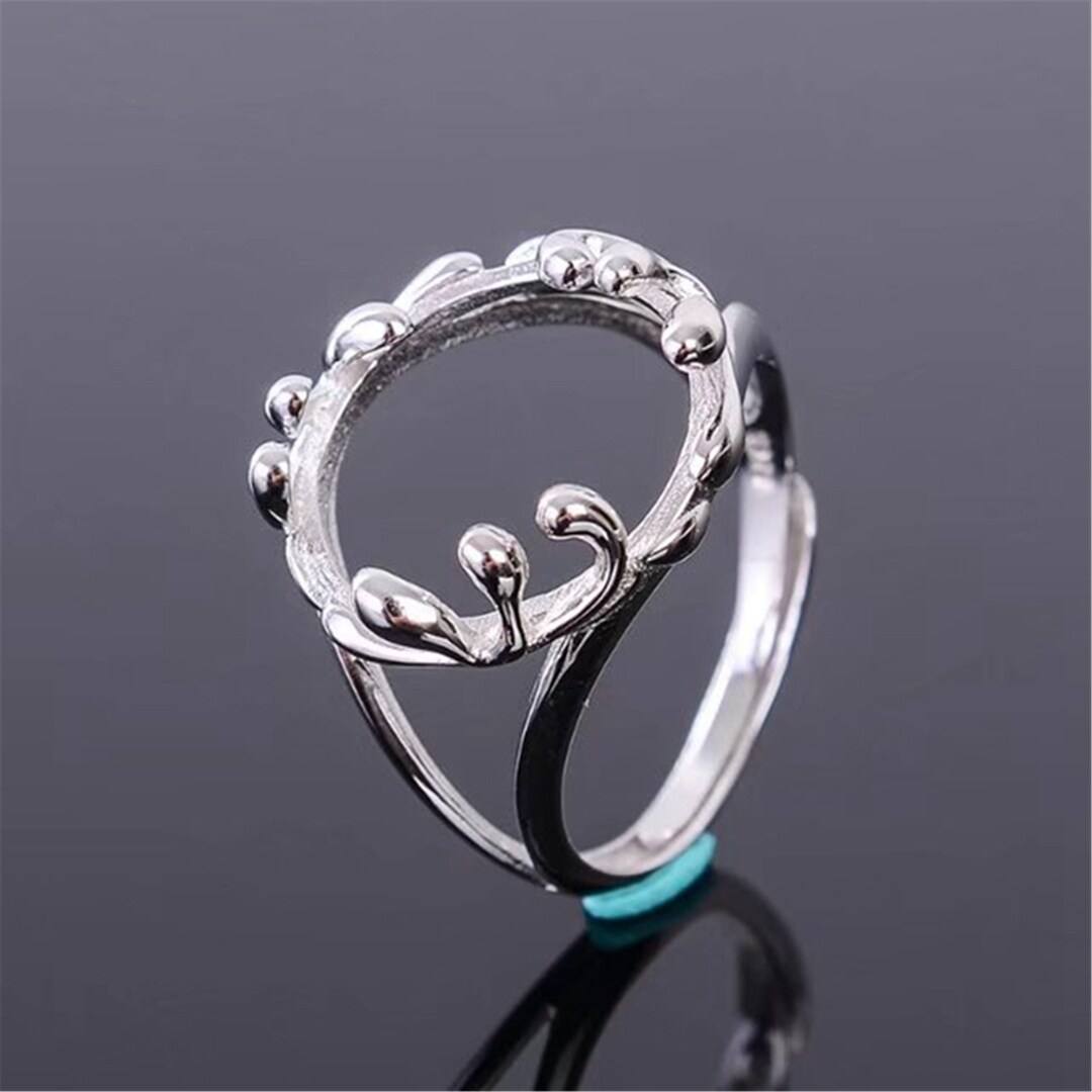 Sterling Silver Round Ring Setting, Leaf Ring Head, 925 Silver Ring ...