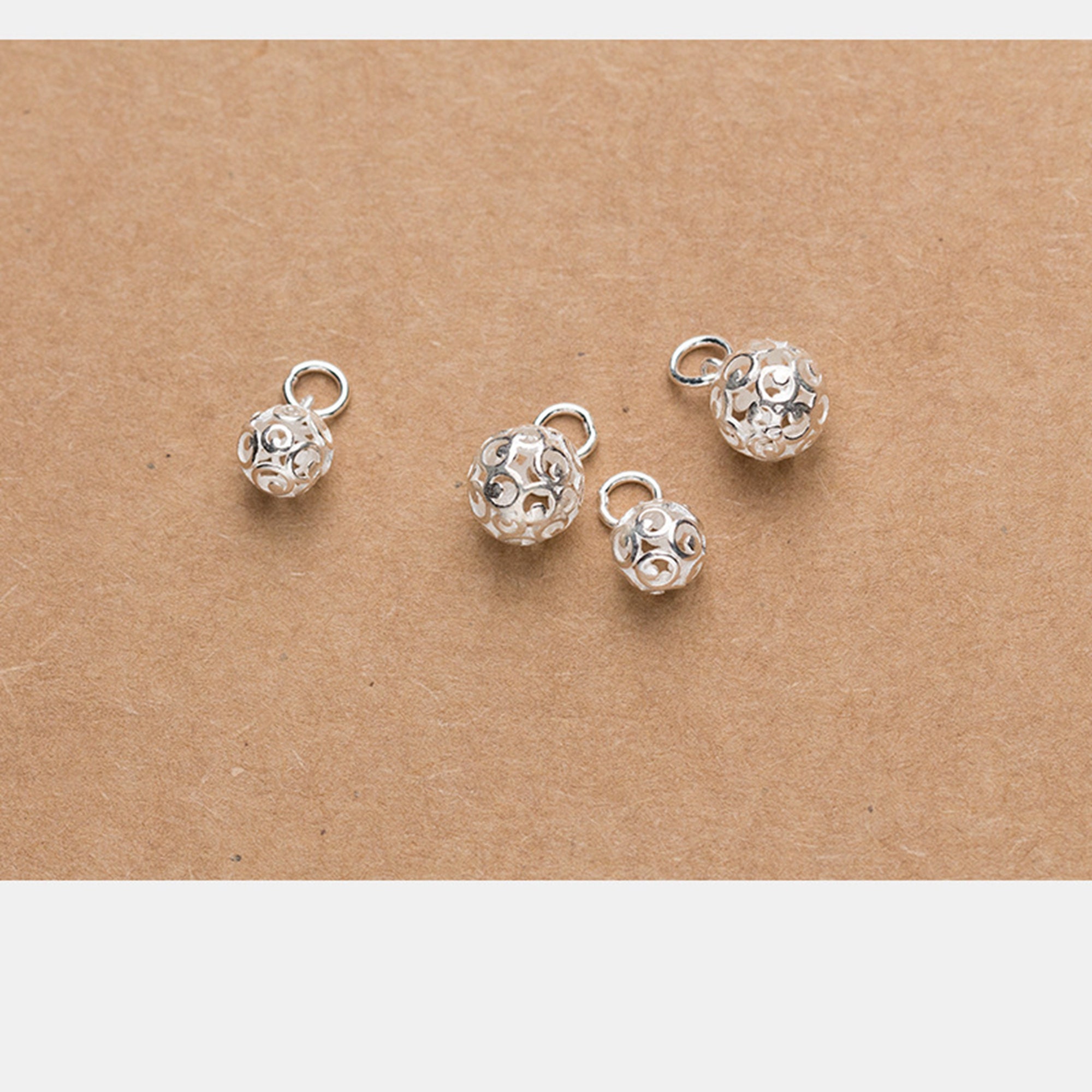 Sterling Silver Hollow Cloud Ball Charm, Jewelry Making - Etsy