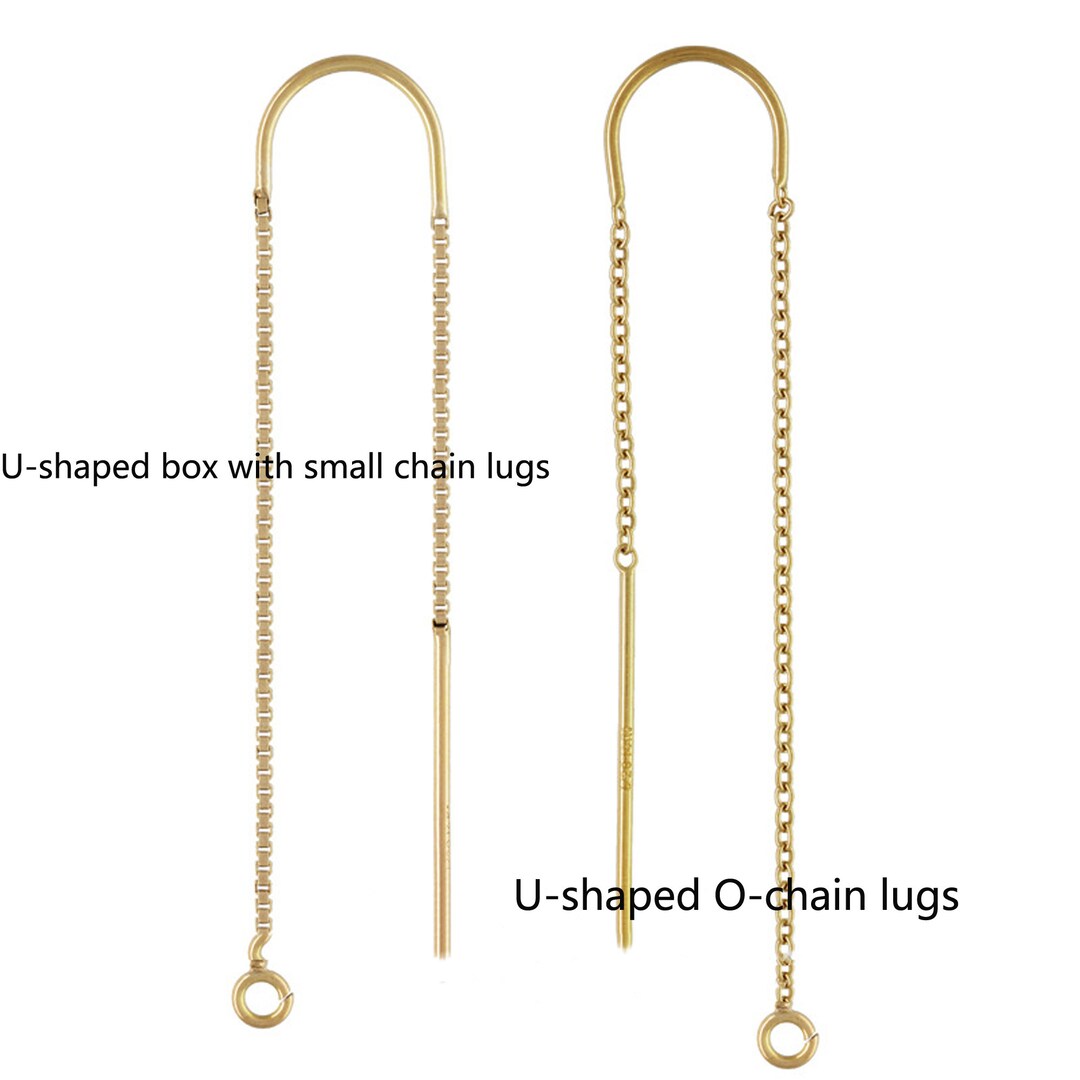 14K Gold Filled U Shape Ear Threader, Gold Filled Threader W/ Open Loop ...