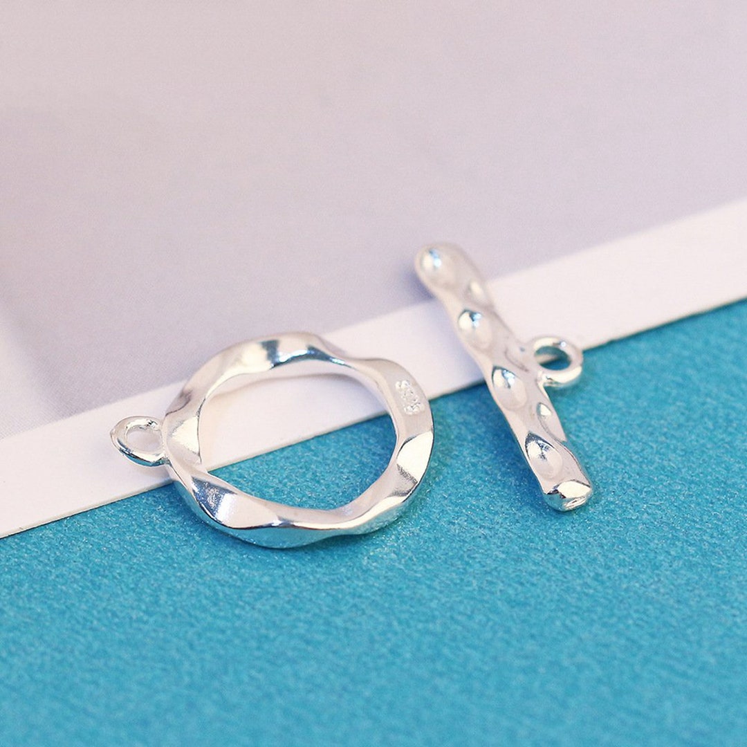 Sterling Silver Hammered Toggle Clasps, Circle Toggle Clasp, Hammered ...