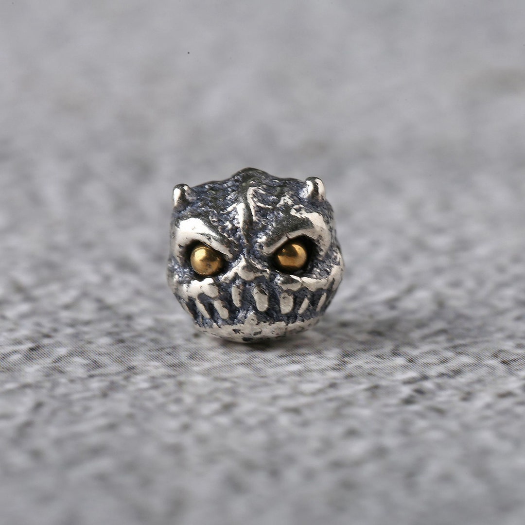 Sterling Silver Monster Beads, Skull Bead, Spooky Bead, Macabre Bead ...