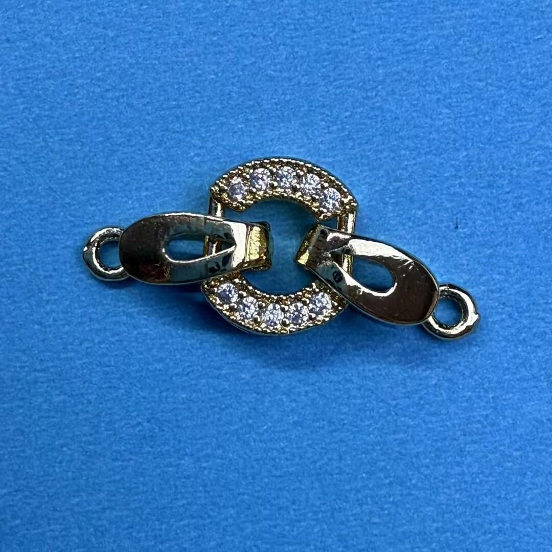 14K Gold Plated Round Clasp With Double Connector, Jewelry Fastener - Etsy