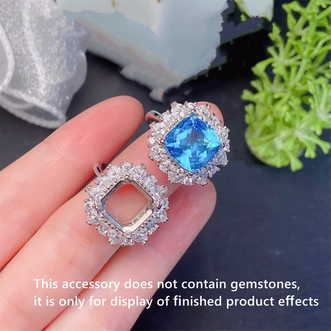 Sterling Silver Square Ring Setting, Square Ring Head, 925 Silver Ring ...