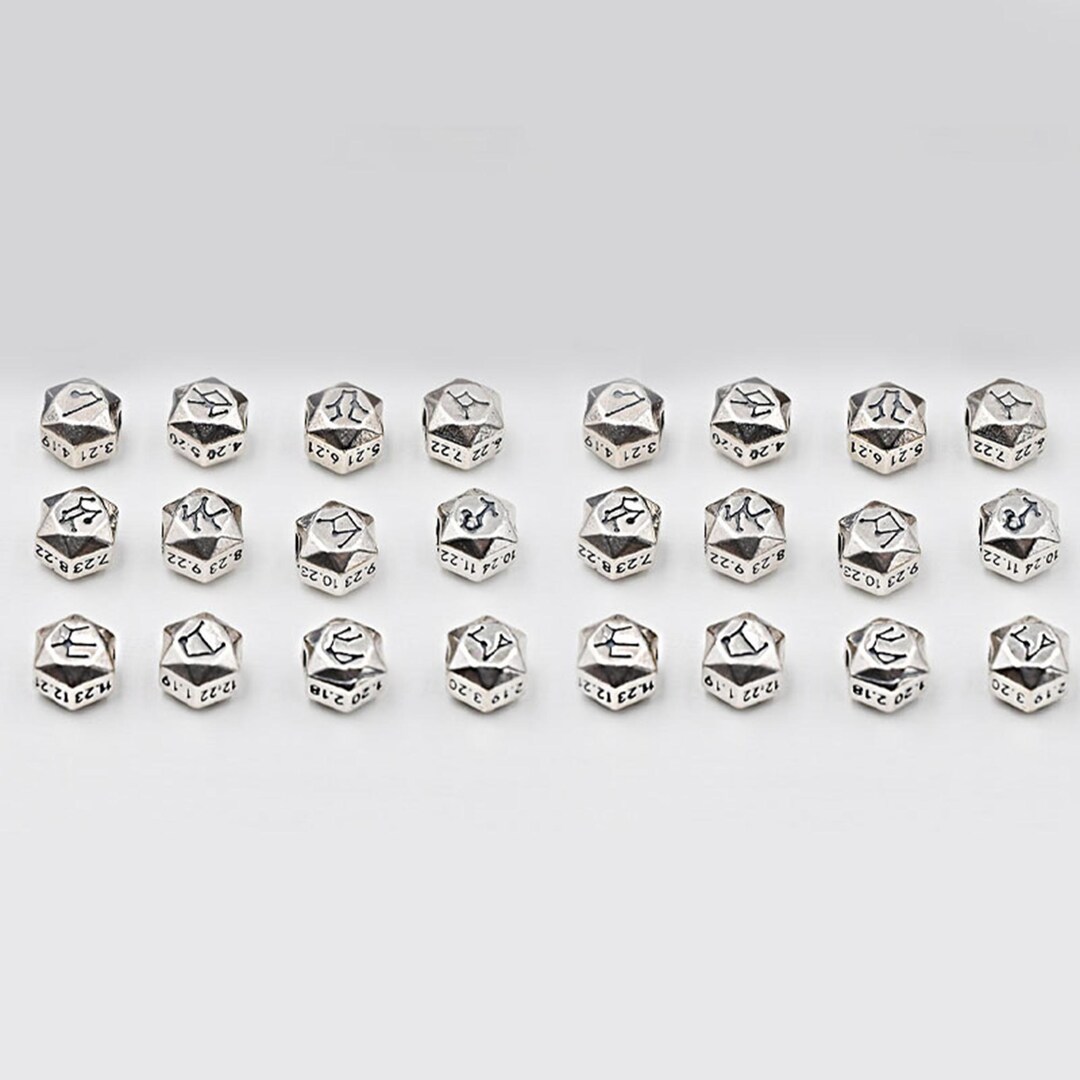 Sterling Silver Faceted Zodiac Beads, Astrology Bead, Horoscope Bead ...