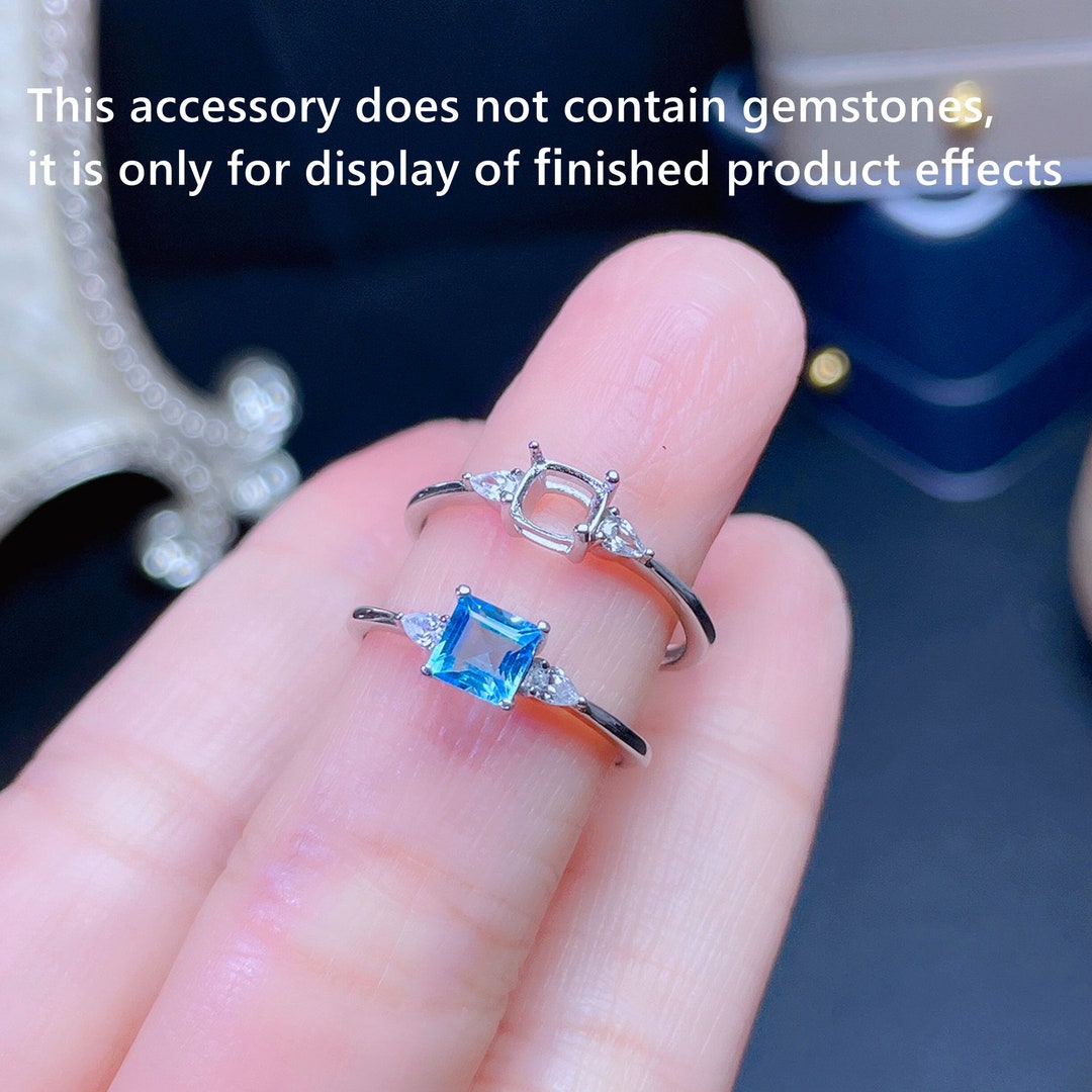 Sterling Silver Square Ring Setting, Square Ring Head, 925 Silver Ring ...