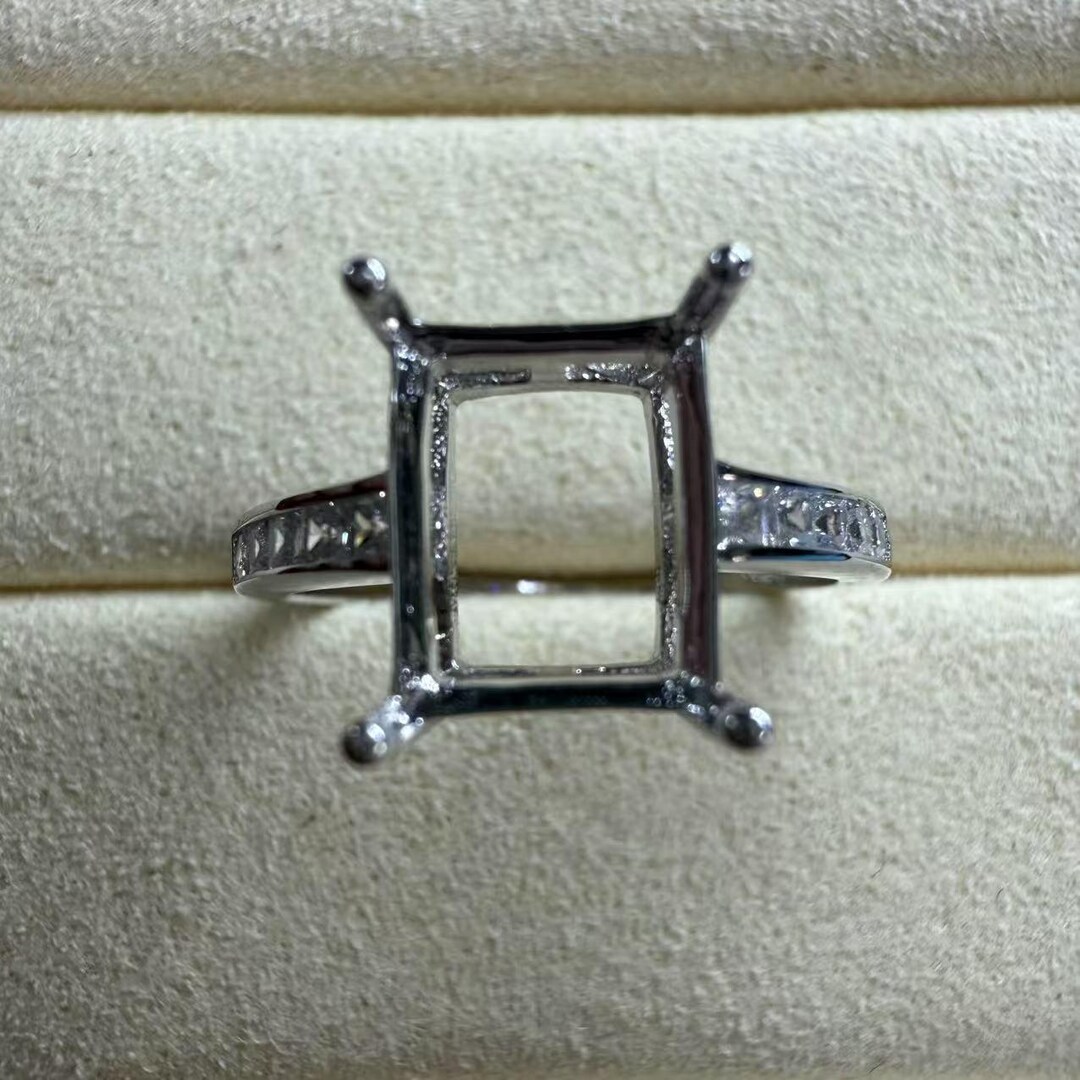 Sterling Silver Rectangle Ring Setting, Rectangle Ring Head, 925 Silver ...