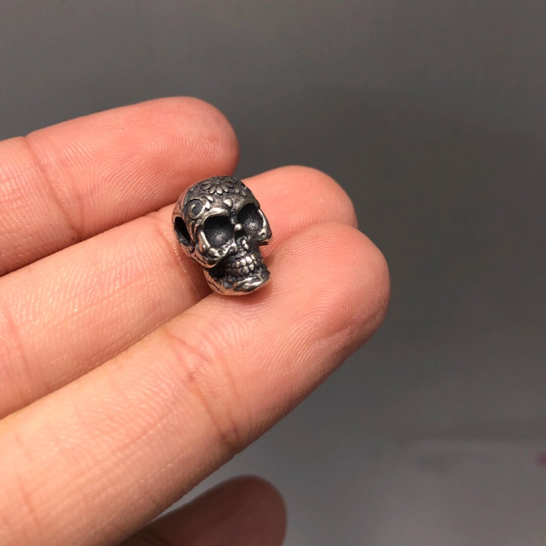 Sterling Silver Skull Beads, Skeleton Bead, Bone Bead, Gothic Bead ...