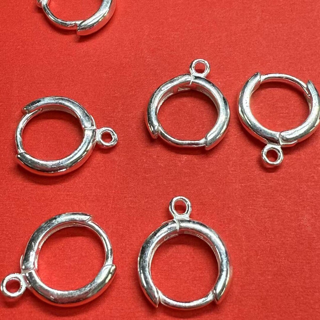 Sterling Silver Round Earring Hoops With Loops, 925 Silver Hoop Earring ...