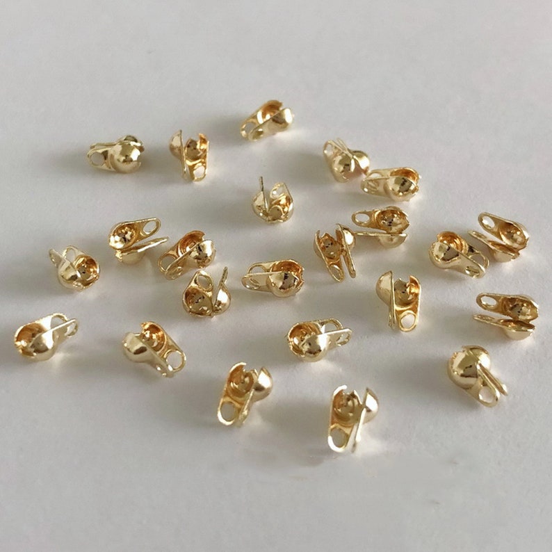 14K Gold Plated Ball Chain Closures, Crimp Bead Tip Cover - Etsy