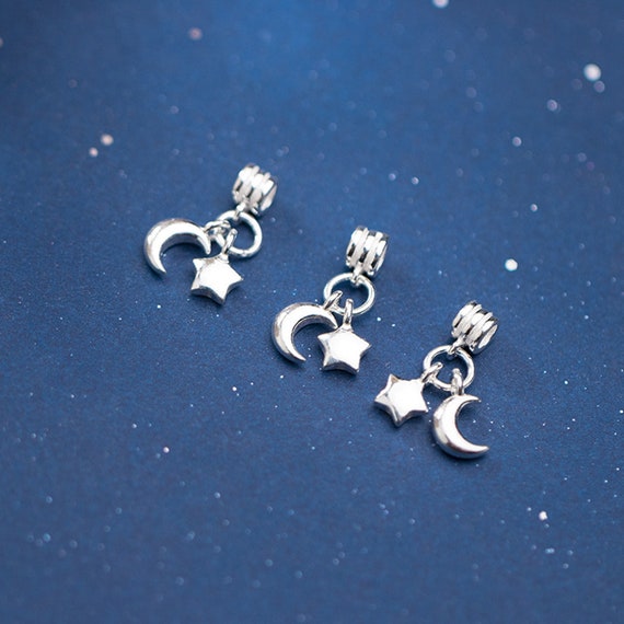 Sterling Silver Star and Moon Charms Small Charm Moon Charm - Etsy