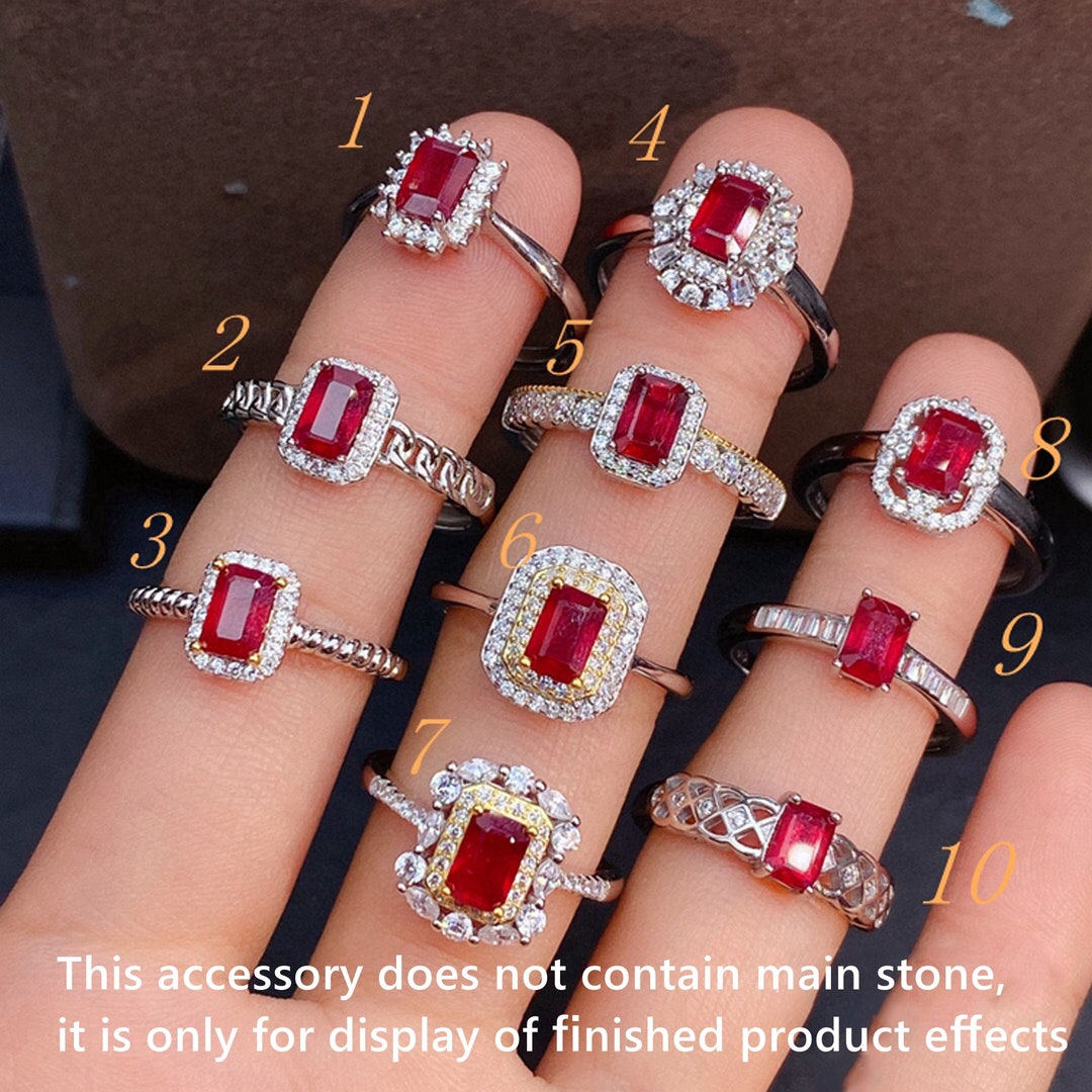 Sterling Silver Rectangle Ring Setting, Rectangle Ring Head, Ring Prong ...