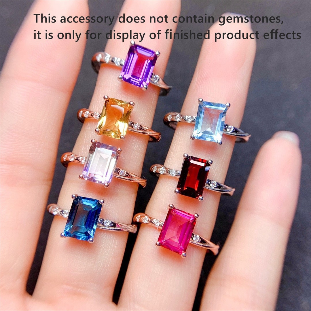 Sterling Silver Rectangular Ring Setting, Rectangle Ring Head, 925 ...