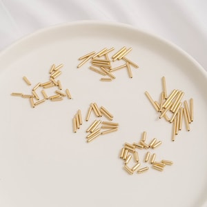 14K Gold Plated Plain Tube Tubes, Gold Tone Noodle Tube Beads, Gold ...