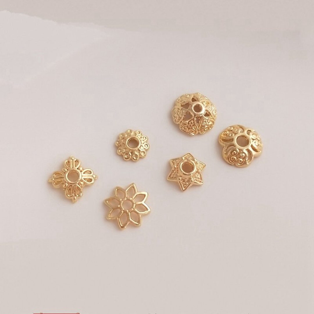 14K Gold Plated Bead Caps, Bead Caps, Gold Plated Brass Bead Caps for ...