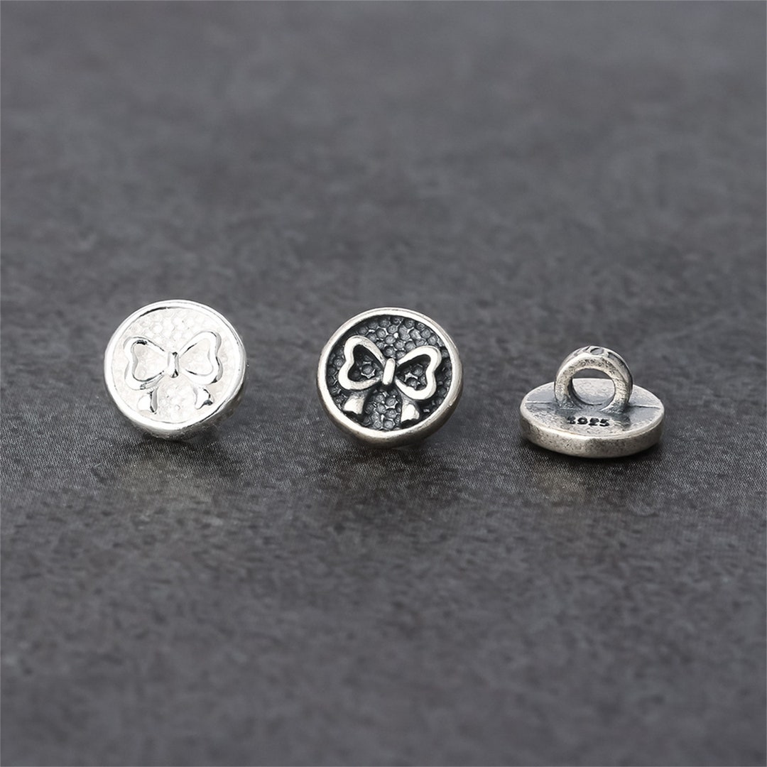 Sterling Silver Round Bow Button Clasp, Bowtie Clasp, Ribbon Button ...