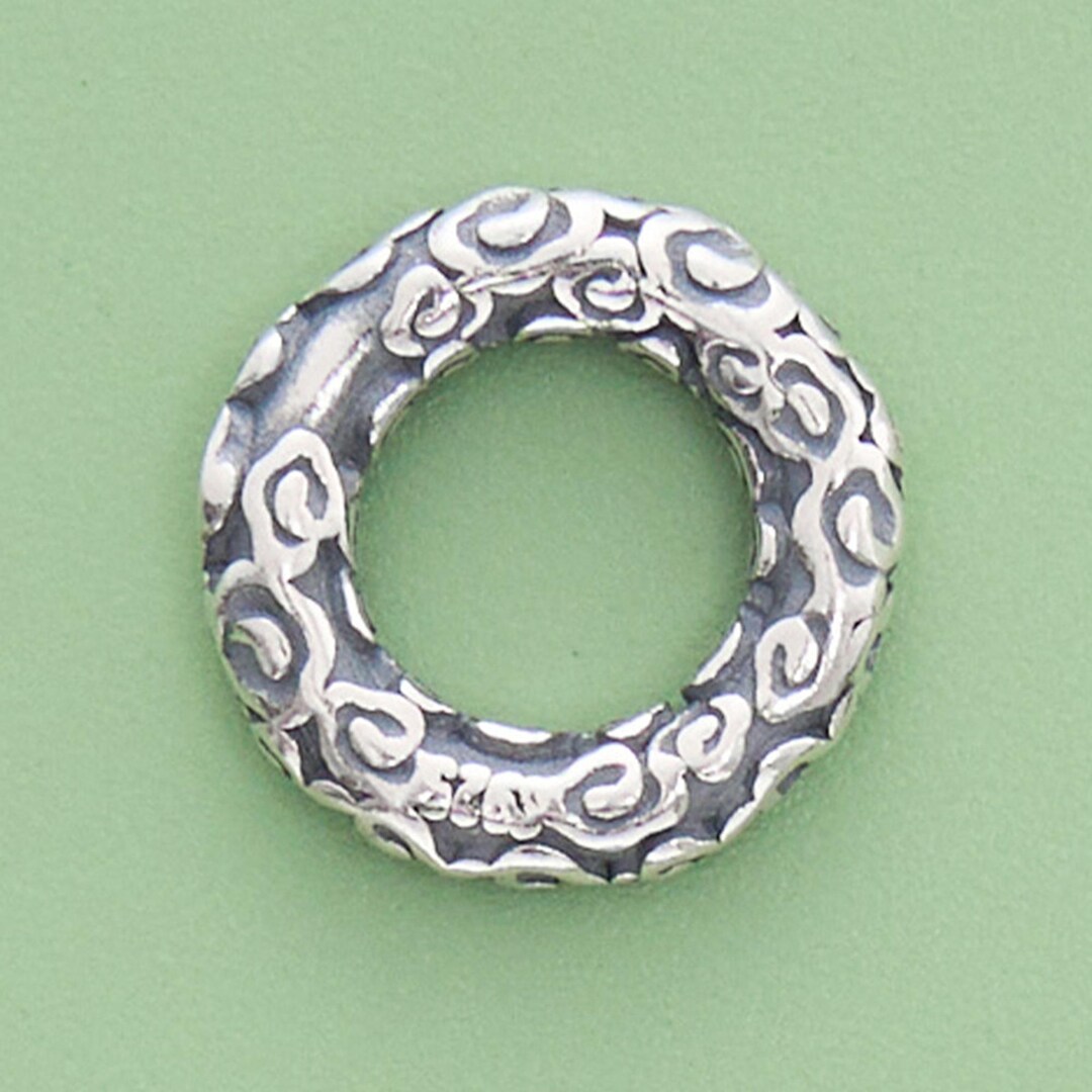 Sterling Silver Cloud Pattern Circle Bead, Bracelet Spacer (12mm) - Etsy