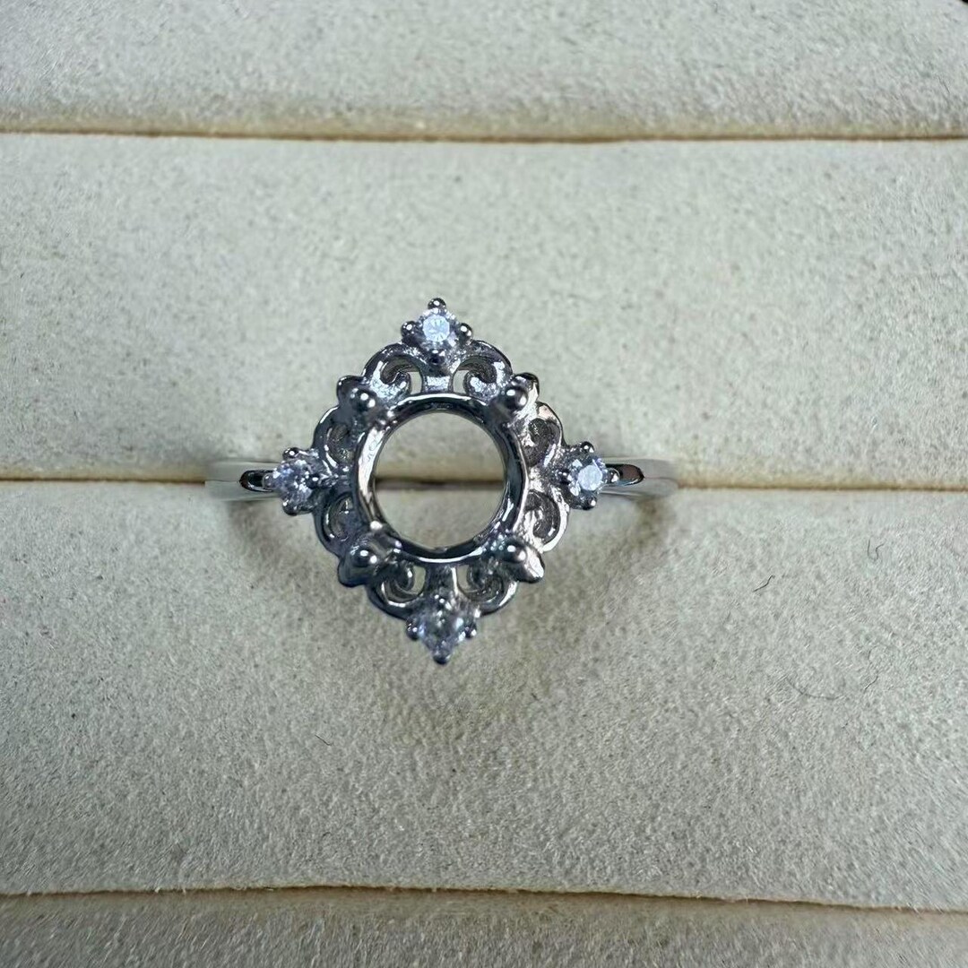 Sterling Silver Round Ring Setting, Round Ring Head, 925 Silver Ring ...