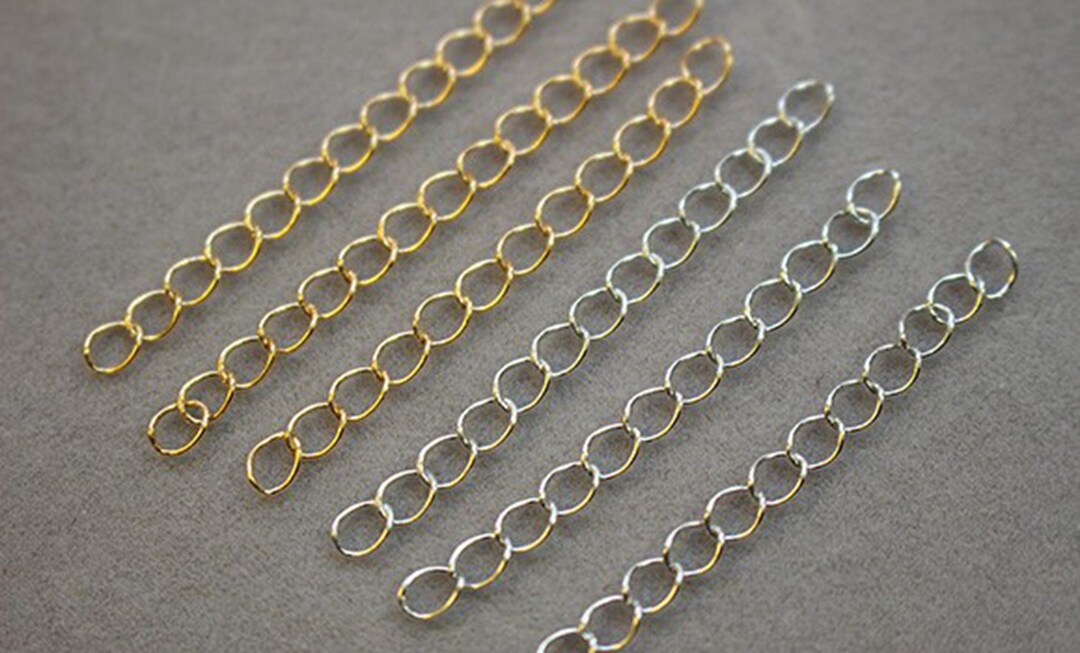 18K Gold Plated Cable Extension Chains, Gold Tone Cable Chain Extenders ...
