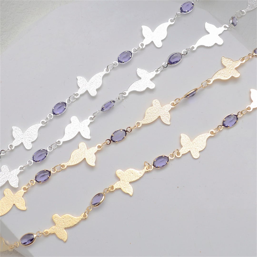 14K Gold Plated Frosted Butterfly Chain, Irregular Matte Chain ...