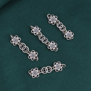 Sterling Silver Flower & Overlap Coin Connector Charms, 925 Silver ...