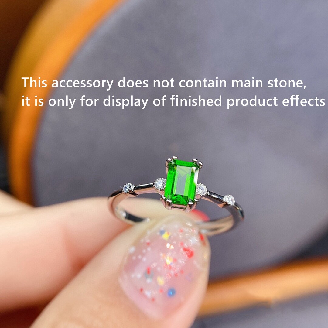 Sterling Silver Rectangular Ring Setting, Rectangle Ring Head, Silver ...