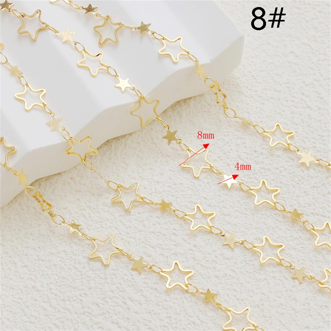 14K Gold Plated Pentagram Chain, Moon Chain, Bulk Chains, Unfinished ...