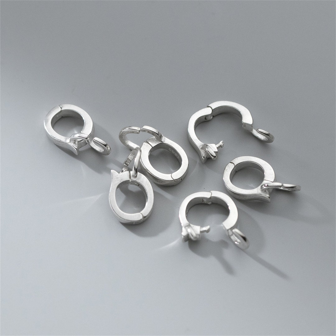 Sterling Silver Round Push Clasps With Open Loop, 925 Silver Round ...