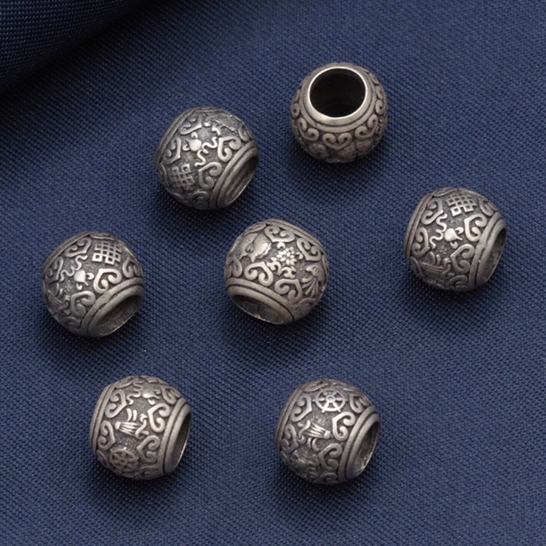 Sterling Silver Eight Auspicious Symbols Beads Silver Tibetan - Etsy