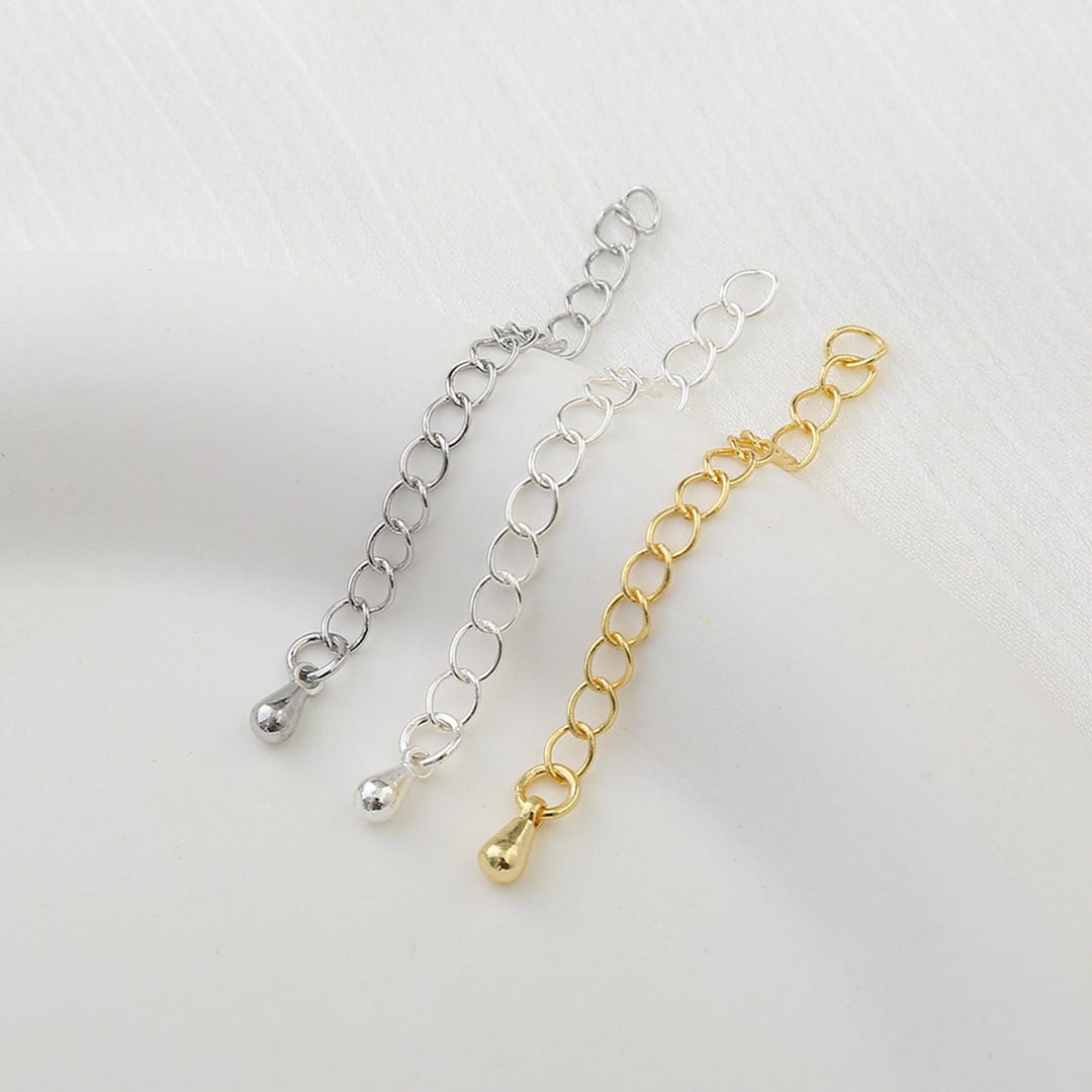 Sterling Silver Drop Extension Chains, S925 Silver Water Drop Extension ...