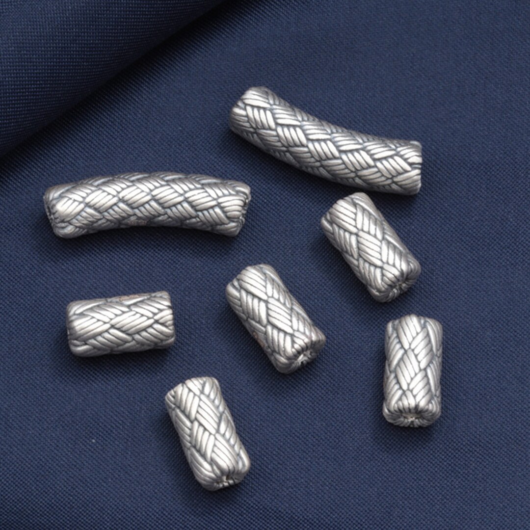 Sterling Striped Tube Beads, Curved Tube Bead, Striped Bead, Tube Bead ...