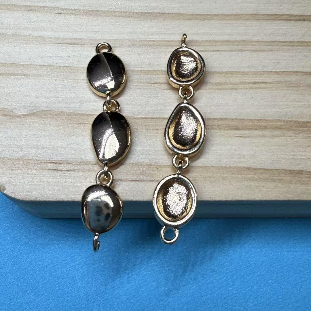 14K Gold Plated Brass Teardrop Connector Charm, Plain Drip Bracelet ...