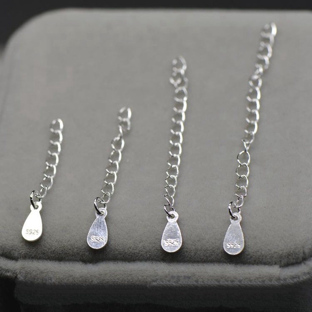 Sterling Silver Chain Extensions, Drop Extender Chains, Silver Necklace ...