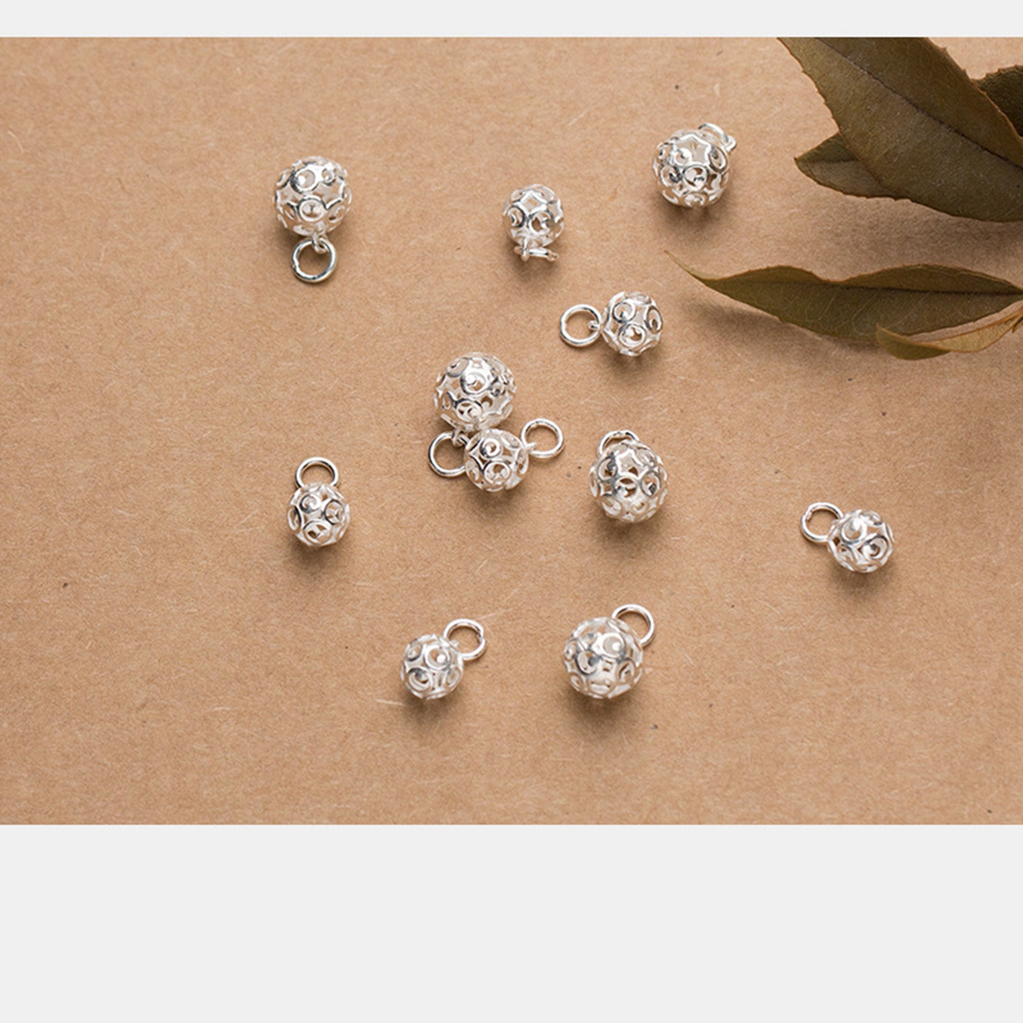 Sterling Silver Hollow Cloud Ball Charm, Jewelry Making - Etsy