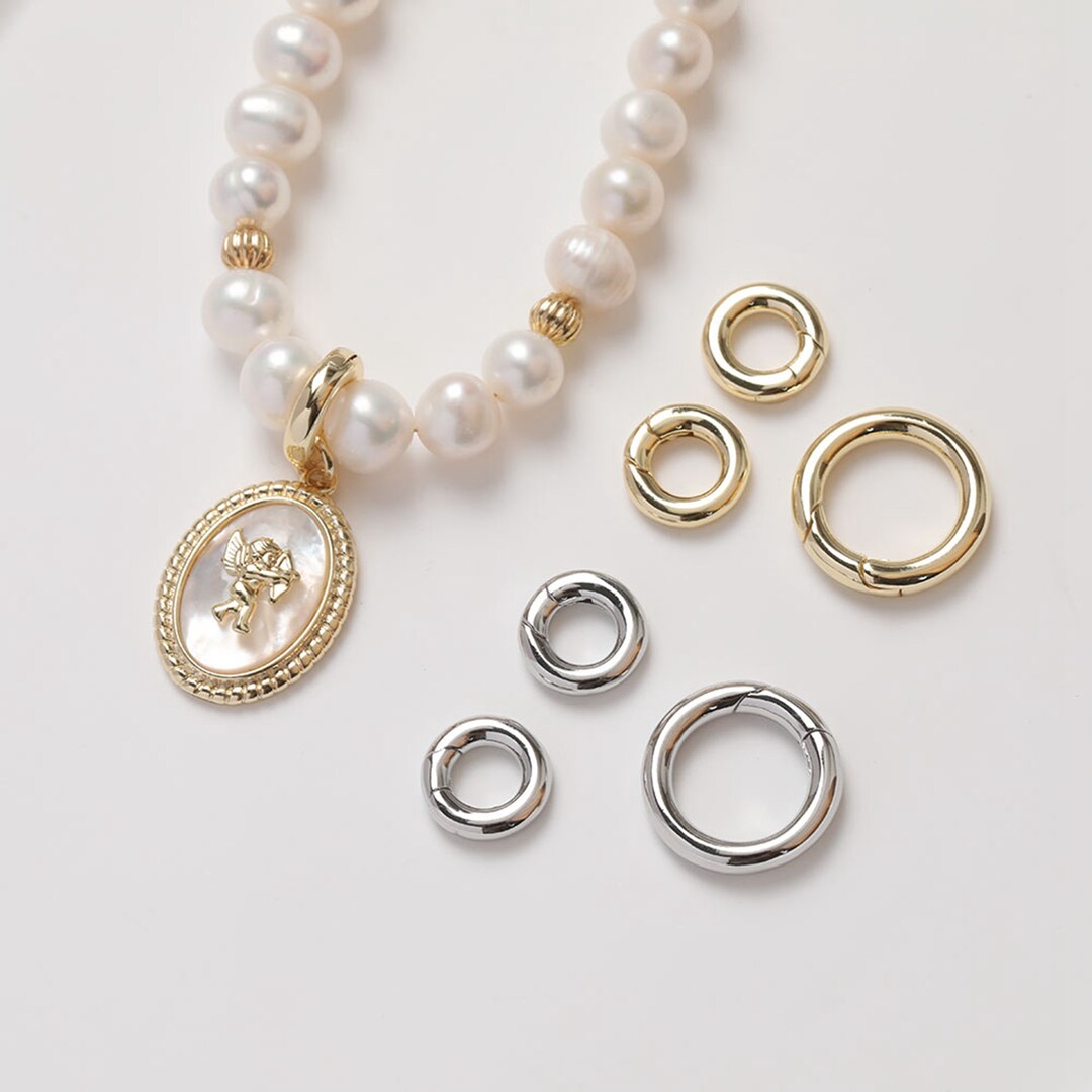 14K Gold Plated Round Circle Clasp for Pearl Bracelet Necklace, Gold ...