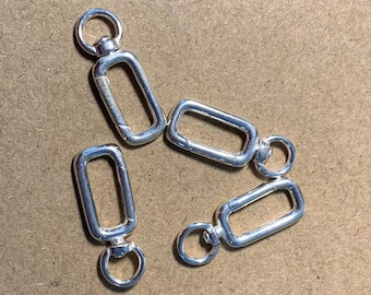 2 Sterling Silver Triangle Push Clasps, 925 Silver Shiny Gate Clasp ...