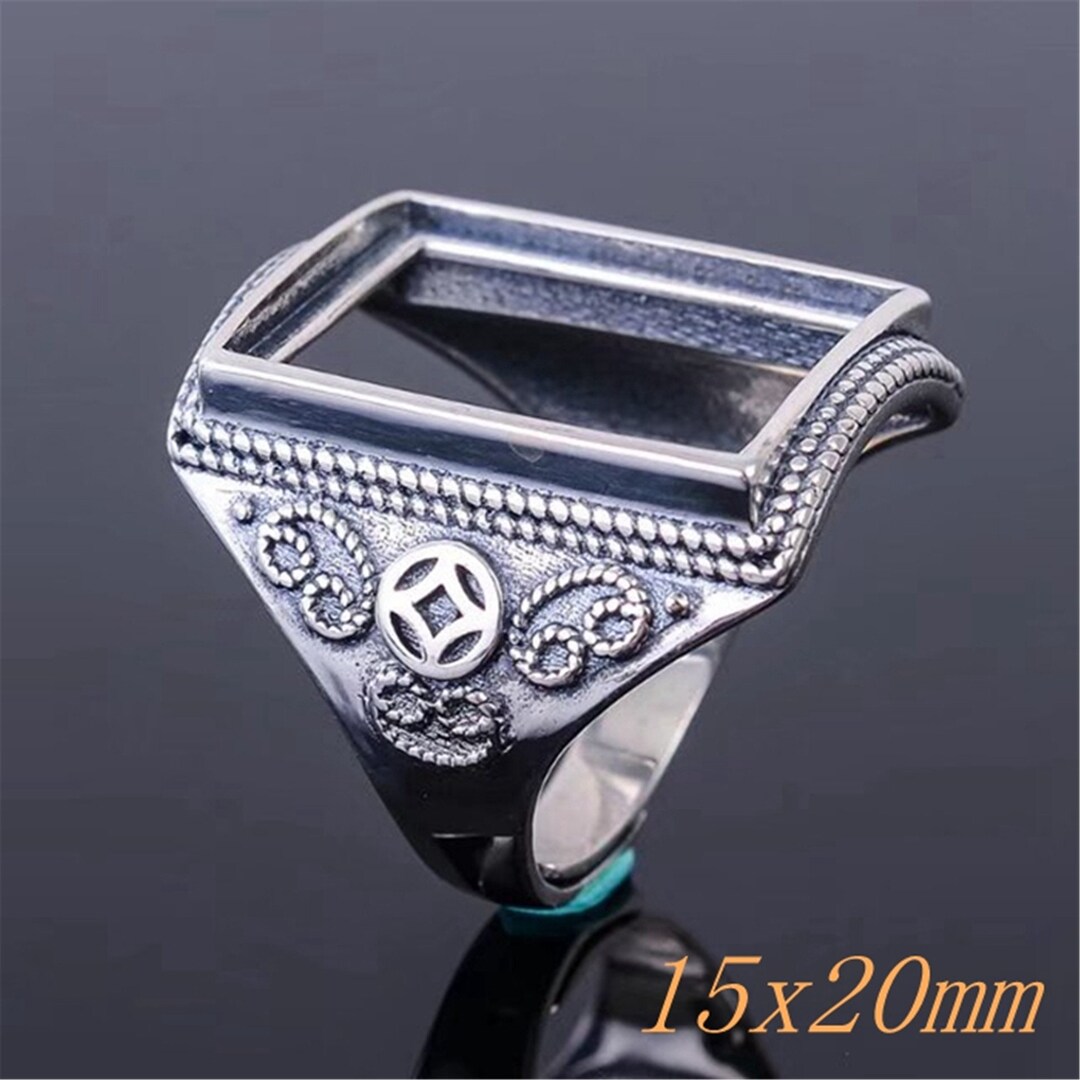 Sterling Silver Rectangular Ring Setting, Rectangle Ring Head, 925 ...