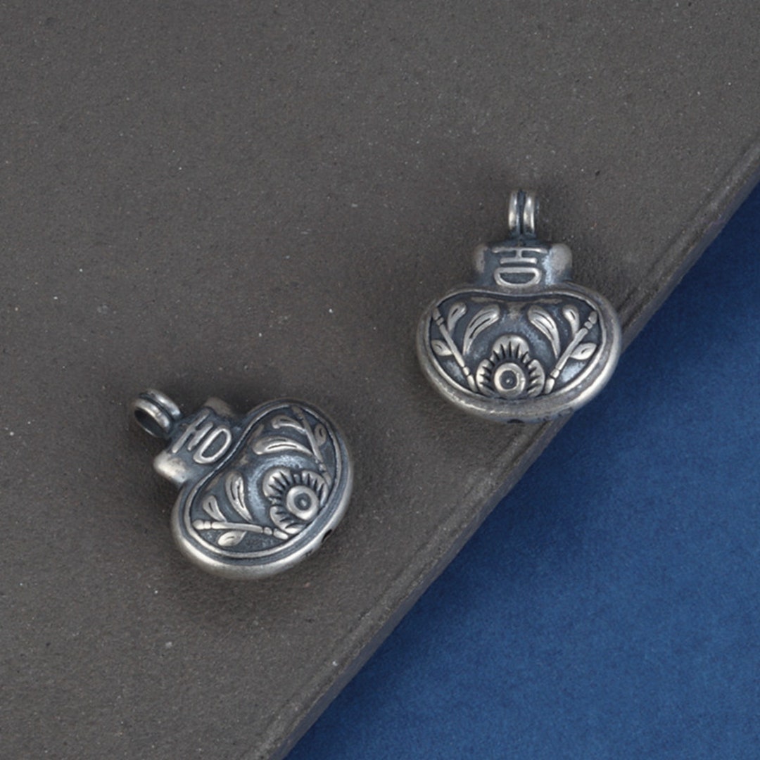 Sterling Silver Flower Longevity Lock Charm Pendant,wishful Lock ...